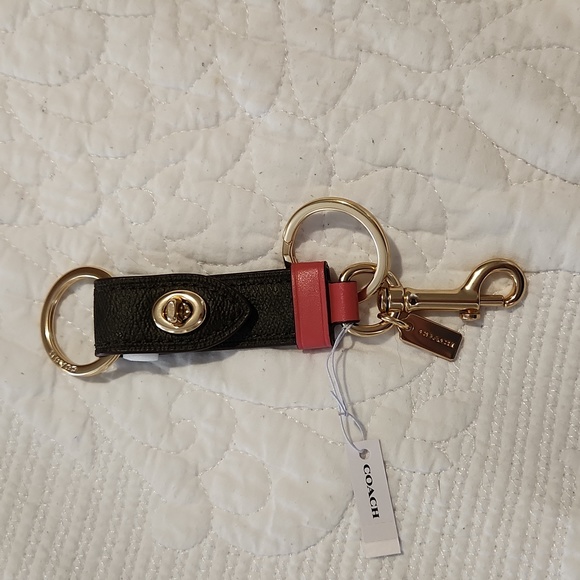 Coach | Accessories | Nwt Coach Double Ring Key Chain Dark Brown Pink ...